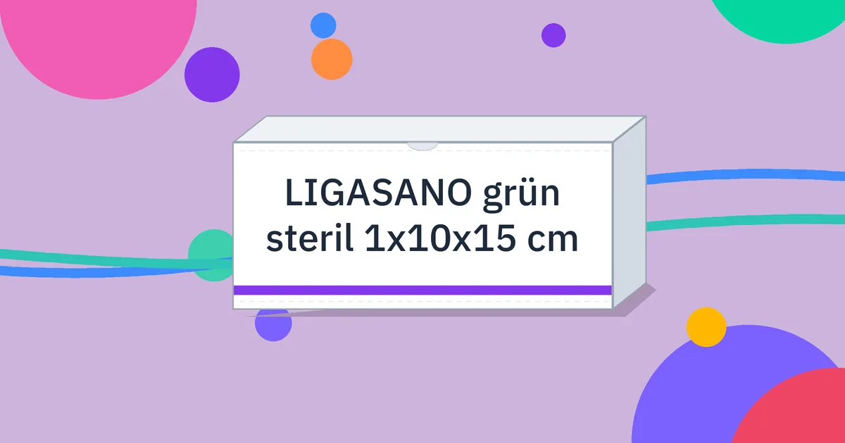 Symbolbild: Packung mit der Aufschrift LIGASANO grün steril 1x10x15 cm (PZN 20101915) – Verfügbarkeit und Bezug in Apotheken in Frankfurt am Main
