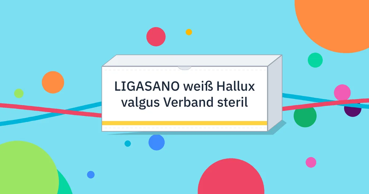 Symbolbild: Packung mit der Aufschrift LIGASANO weiß Hallux valgus Verband steril (PZN 17251700) – Verfügbarkeit und Bezug in Apotheken in Frankfurt am Main
