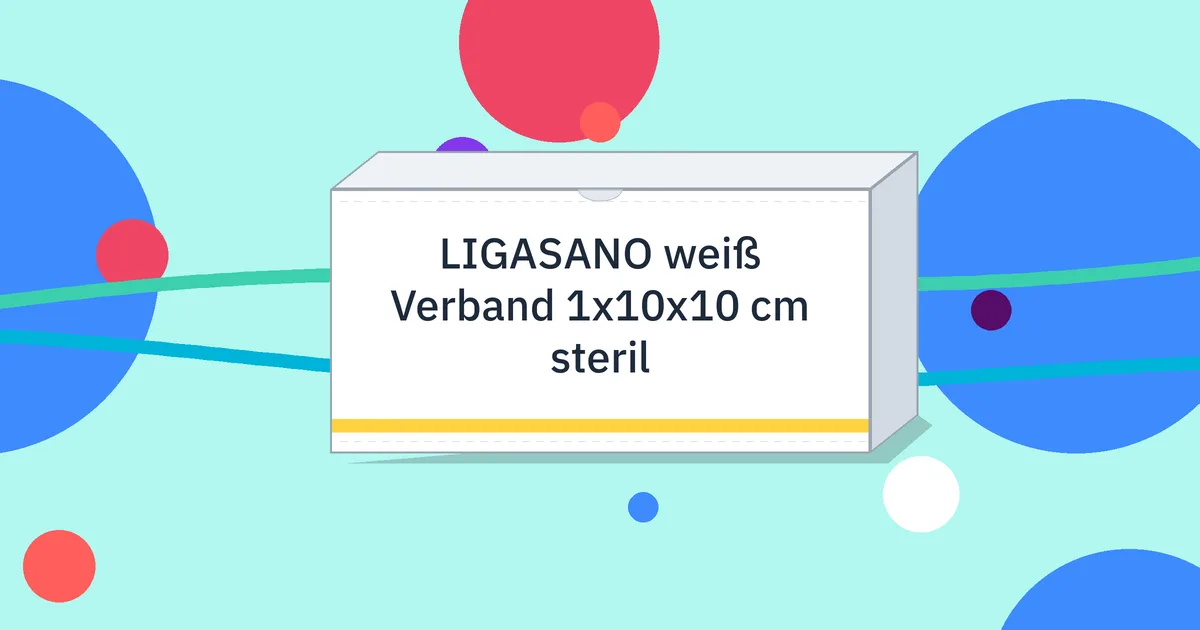 Symbolbild: Packung mit der Aufschrift LIGASANO weiß Verband 1x10x10 cm steril (PZN 17251290) – Verfügbarkeit und Bezug in Apotheken in Frankfurt am Main