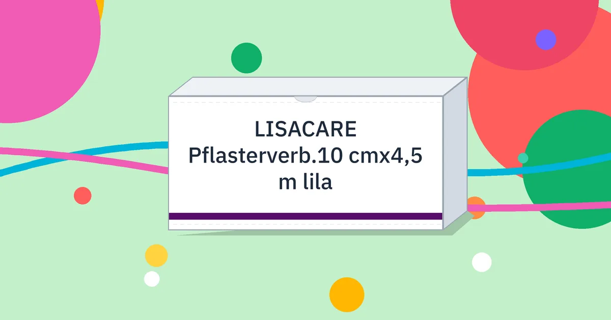 Symbolbild: Packung mit der Aufschrift LISACARE Pflasterverb.10 cmx4,5 m lila (PZN 17893189) – Verfügbarkeit und Bezug in Apotheken in Frankfurt am Main