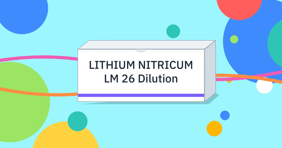 Symbolbild: Packung mit der Aufschrift LITHIUM NITRICUM LM 26 Dilution (PZN 12932631) – Verfügbarkeit und Bezug in Apotheken in Frankfurt am Main