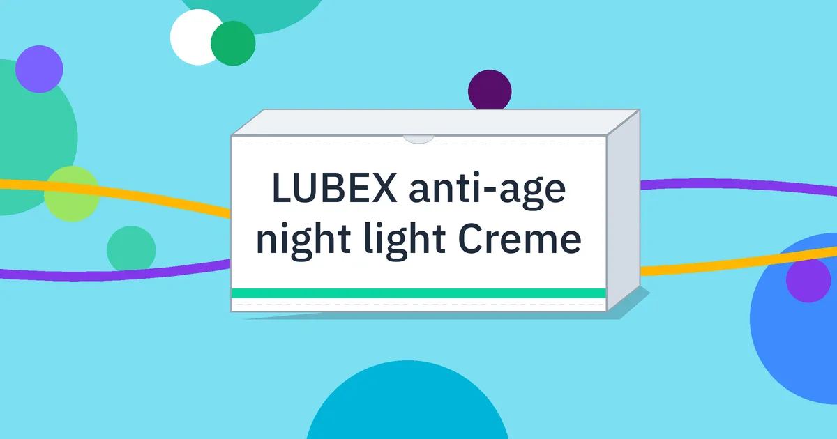 Symbolbild: Packung mit der Aufschrift LUBEX anti-age night light Creme (PZN 19441876) – Verfügbarkeit und Bezug in Apotheken in Frankfurt am Main