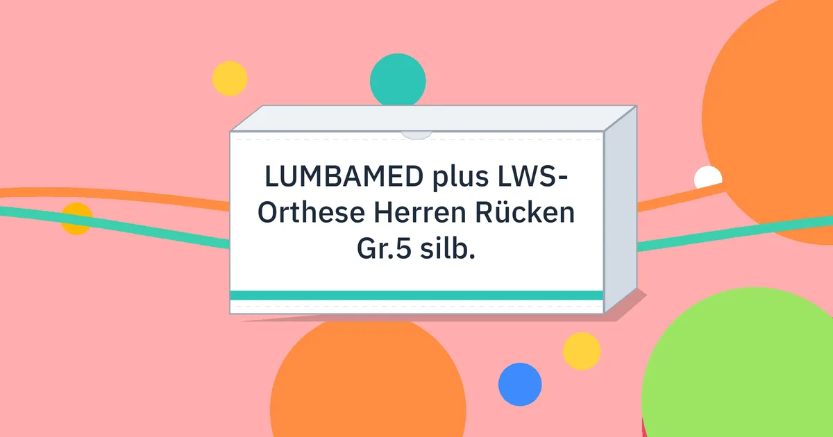 Symbolbild: Packung mit der Aufschrift LUMBAMED plus LWS-Orthese Herren Rücken Gr.5 silb. (PZN 18827823) – Verfügbarkeit und Bezug in Apotheken in Frankfurt am Main