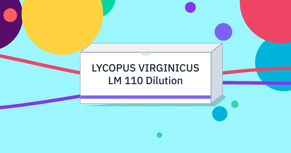 Symbolbild: Packung mit der Aufschrift LYCOPUS VIRGINICUS LM 110 Dilution (PZN 13538793) – Verfügbarkeit und Bezug in Apotheken in Frankfurt am Main