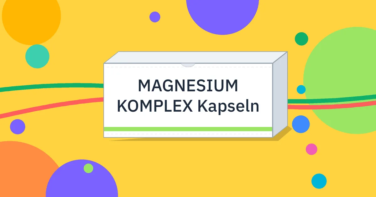 Symbolbild: Packung mit der Aufschrift MAGNESIUM KOMPLEX Kapseln (PZN 19632493) – Verfügbarkeit und Bezug in Apotheken in Frankfurt am Main