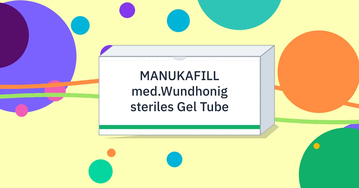 Symbolbild: Packung mit der Aufschrift MANUKAFILL med.Wundhonig steriles Gel Tube (PZN 10356643) – Verfügbarkeit und Bezug in Apotheken in Frankfurt am Main