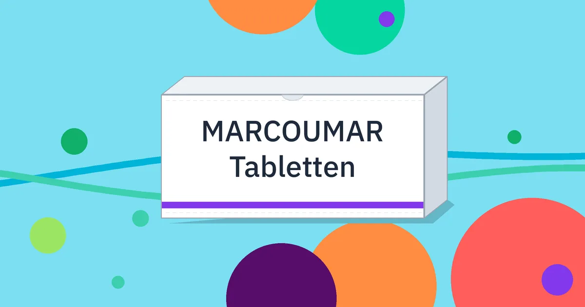 Symbolbild: Packung mit der Aufschrift MARCOUMAR Tabletten (PZN 09726170) – Verfügbarkeit und Bezug in Apotheken in Frankfurt am Main
