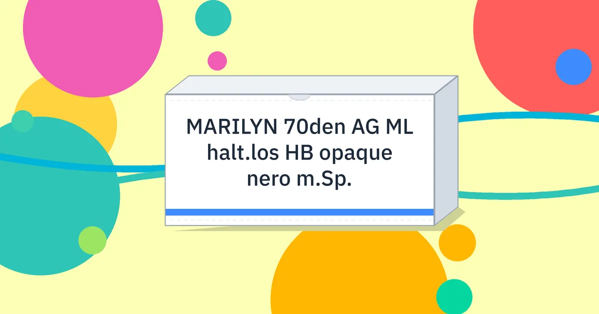 Symbolbild: Packung mit der Aufschrift MARILYN 70den AG ML halt.los HB opaque nero m.Sp. (PZN 16186260) – Verfügbarkeit und Bezug in Apotheken in Frankfurt am Main