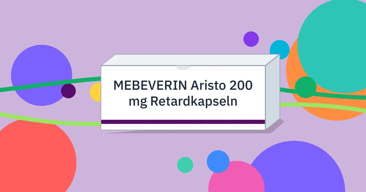 Symbolbild: Packung mit der Aufschrift MEBEVERIN Aristo 200 mg Retardkapseln (PZN 15736385) – Verfügbarkeit und Bezug in Apotheken in Frankfurt am Main