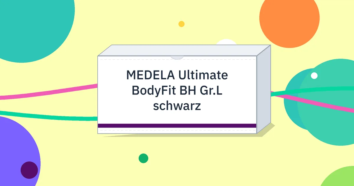 Symbolbild: Packung mit der Aufschrift MEDELA Ultimate BodyFit BH Gr.L schwarz (PZN 16356667) – Verfügbarkeit und Bezug in Apotheken in Frankfurt am Main