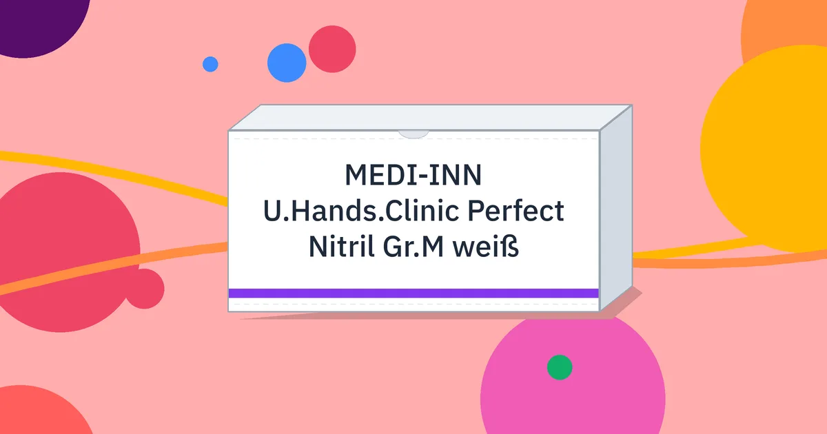 Symbolbild: Packung mit der Aufschrift MEDI-INN U.Hands.Clinic Perfect Nitril Gr.M weiß (PZN 10535179) – Verfügbarkeit und Bezug in Apotheken in Frankfurt am Main