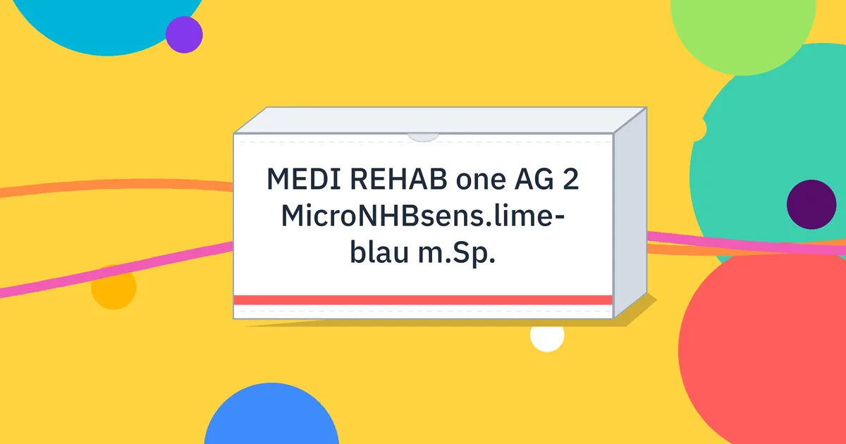 Symbolbild: Packung mit der Aufschrift MEDI REHAB one AG 2 MicroNHBsens.lime-blau m.Sp. (PZN 18898349) – Verfügbarkeit und Bezug in Apotheken in Frankfurt am Main