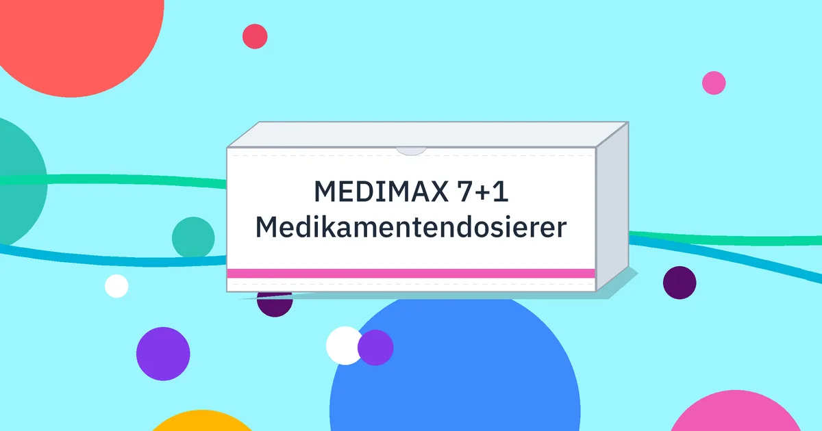 Symbolbild: Packung mit der Aufschrift MEDIMAX 7+1 Medikamentendosierer (PZN 10313131) – Verfügbarkeit und Bezug in Apotheken in Frankfurt am Main