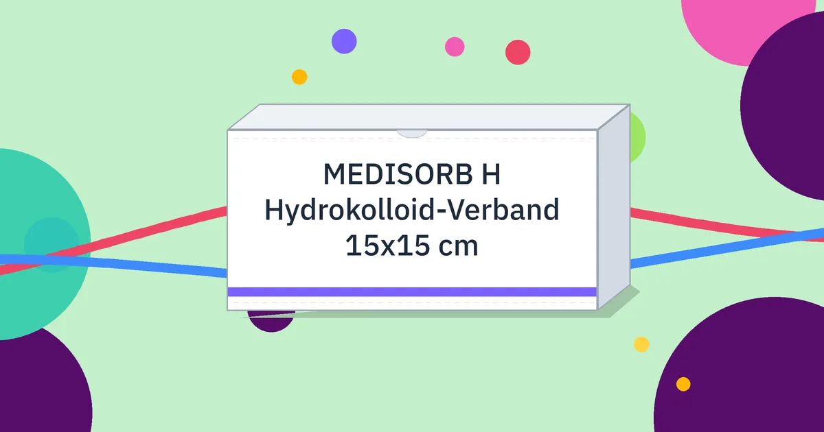 Symbolbild: Packung mit der Aufschrift MEDISORB H Hydrokolloid-Verband 15x15 cm (PZN 12700518) – Verfügbarkeit und Bezug in Apotheken in Frankfurt am Main