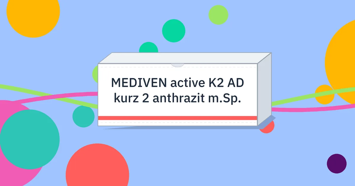 Symbolbild: Packung mit der Aufschrift MEDIVEN active K2 AD kurz 2 anthrazit m.Sp. (PZN 14553211) – Verfügbarkeit und Bezug in Apotheken in Frankfurt am Main