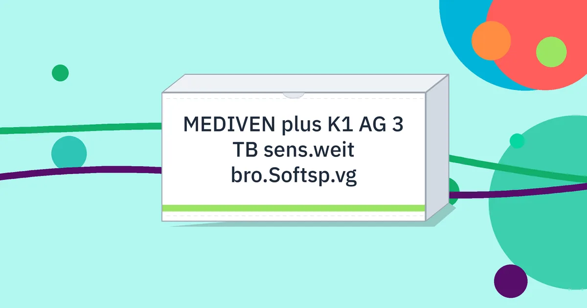 Symbolbild: Packung mit der Aufschrift MEDIVEN plus K1 AG 3 TB sens.weit bro.Softsp.vg (PZN 15065844) – Verfügbarkeit und Bezug in Apotheken in Frankfurt am Main