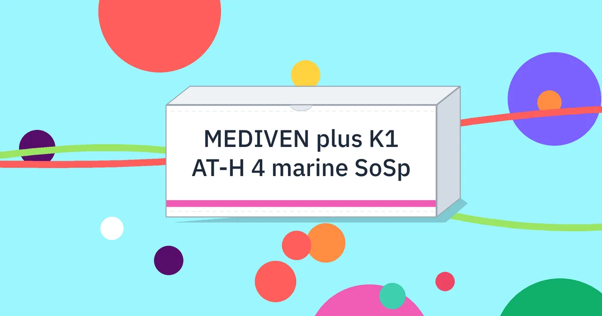 Symbolbild: Packung mit der Aufschrift MEDIVEN plus K1 AT-H 4 marine SoSp (PZN 15035300) – Verfügbarkeit und Bezug in Apotheken in Frankfurt am Main