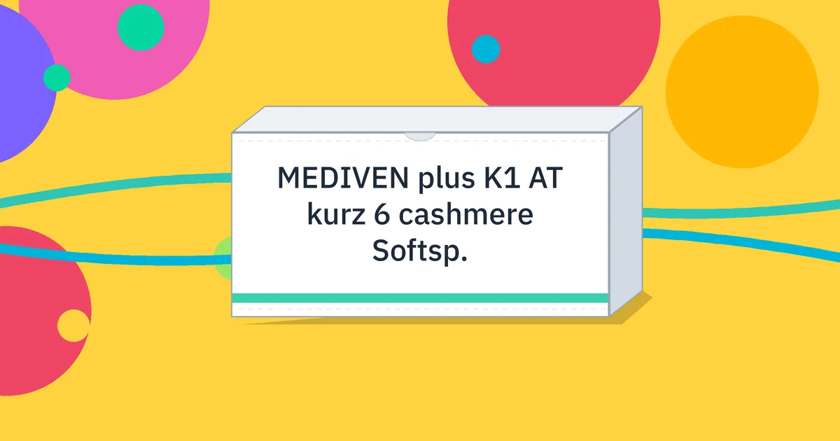 Symbolbild: Packung mit der Aufschrift MEDIVEN plus K1 AT kurz 6 cashmere Softsp. (PZN 15026519) – Verfügbarkeit und Bezug in Apotheken in Frankfurt am Main