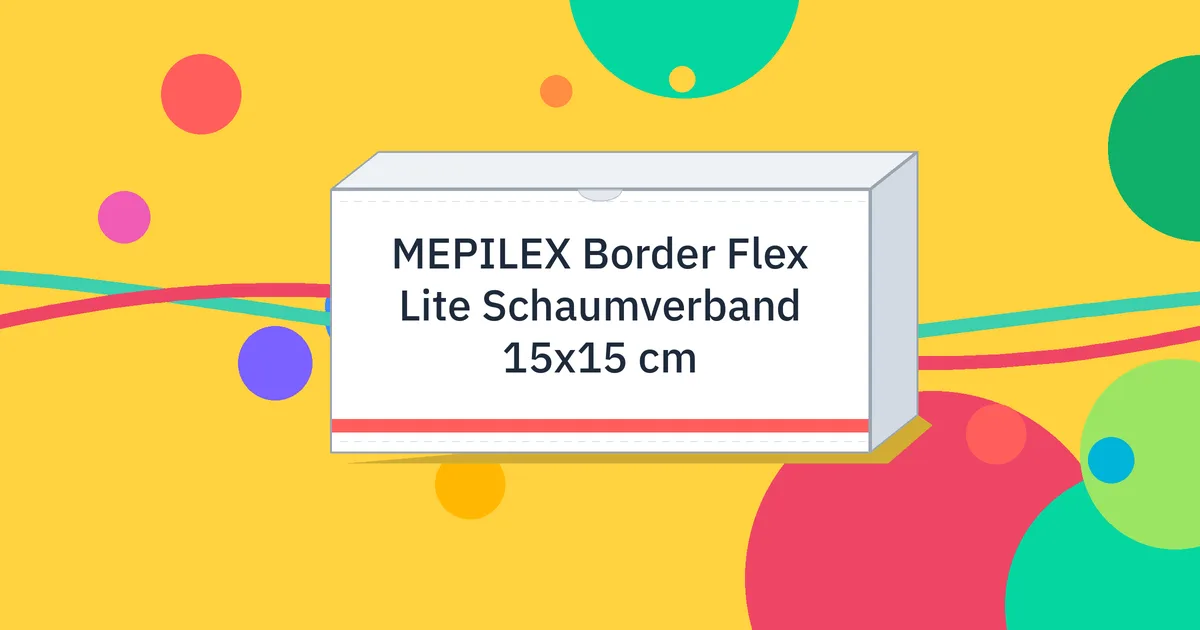Symbolbild: Packung mit der Aufschrift MEPILEX Border Flex Lite Schaumverband 15x15 cm (PZN 17850731) – Verfügbarkeit und Bezug in Apotheken in Frankfurt am Main