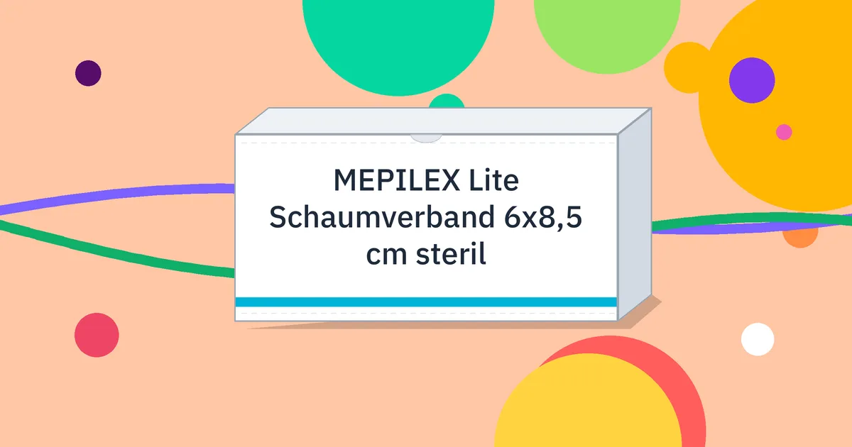 Symbolbild: Packung mit der Aufschrift MEPILEX Lite Schaumverband 6x8,5 cm steril (PZN 17434814) – Verfügbarkeit und Bezug in Apotheken in Frankfurt am Main