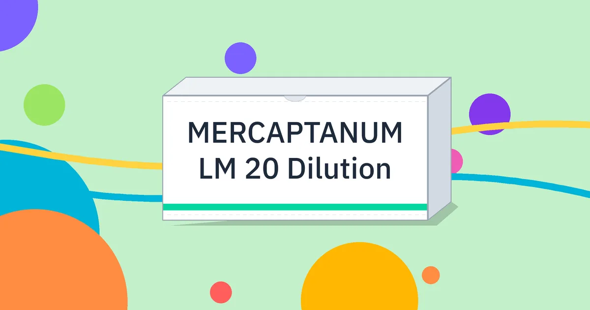 Symbolbild: Packung mit der Aufschrift MERCAPTANUM LM 20 Dilution (PZN 13605727) – Verfügbarkeit und Bezug in Apotheken in Frankfurt am Main