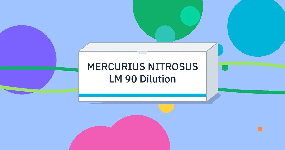 Symbolbild: Packung mit der Aufschrift MERCURIUS NITROSUS LM 90 Dilution (PZN 12952527) – Verfügbarkeit und Bezug in Apotheken in Frankfurt am Main