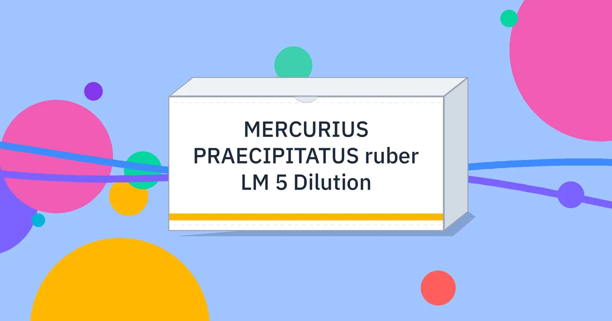 Symbolbild: Packung mit der Aufschrift MERCURIUS PRAECIPITATUS ruber LM 5 Dilution (PZN 12953053) – Verfügbarkeit und Bezug in Apotheken in Frankfurt am Main