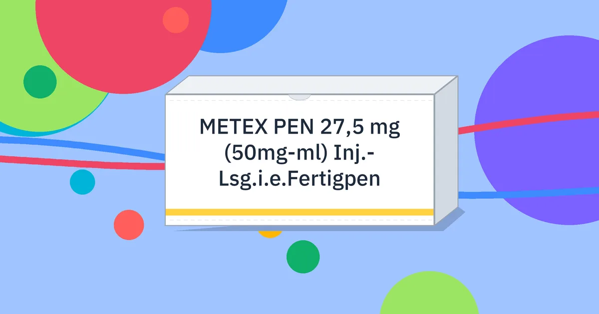 Symbolbild: Packung mit der Aufschrift METEX PEN 27,5 mg (50mg-ml) Inj.-Lsg.i.e.Fertigpen (PZN 09668509) – Verfügbarkeit und Bezug in Apotheken in Frankfurt am Main