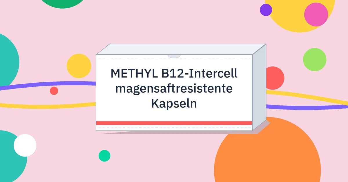 Symbolbild: Packung mit der Aufschrift METHYL B12-Intercell magensaftresistente Kapseln (PZN 10210342) – Verfügbarkeit und Bezug in Apotheken in Frankfurt am Main