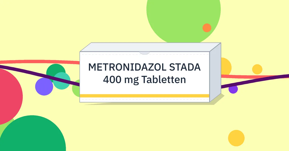 Symbolbild: Packung mit der Aufschrift METRONIDAZOL STADA 400 mg Tabletten (PZN 00290920) – Verfügbarkeit und Bezug in Apotheken in Frankfurt am Main