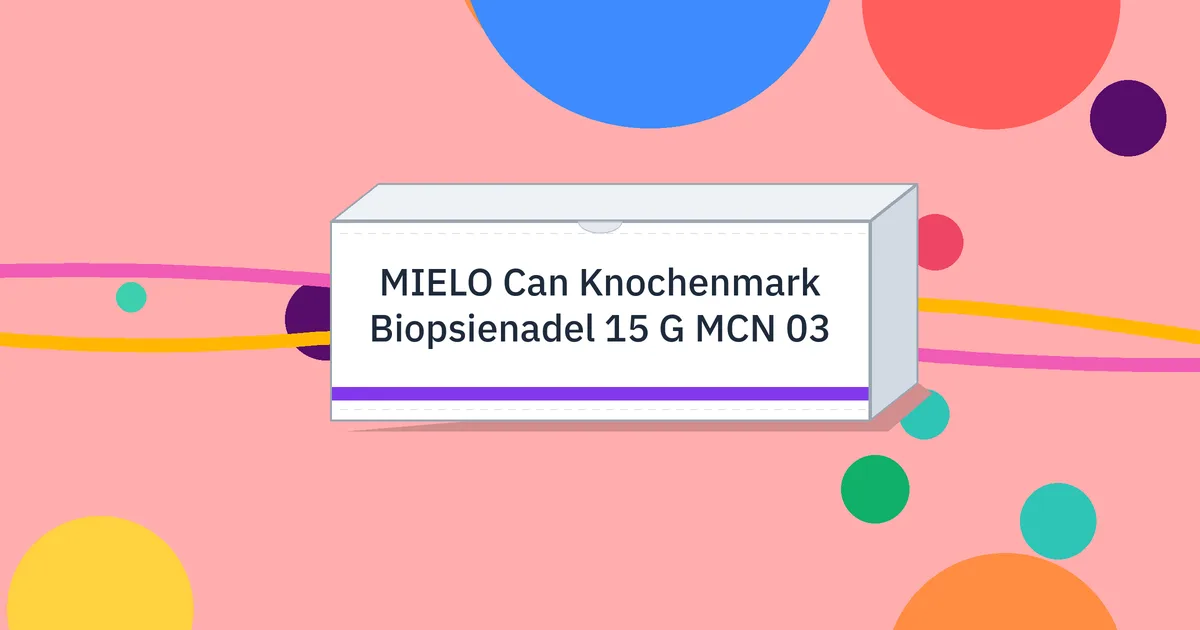 Symbolbild: Packung mit der Aufschrift MIELO Can Knochenmark Biopsienadel 15 G MCN 03 (PZN 00299335) – Verfügbarkeit und Bezug in Apotheken in Frankfurt am Main