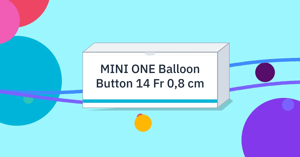 Symbolbild: Packung mit der Aufschrift MINI ONE Balloon Button 14 Fr 0,8 cm (PZN 14341845) – Verfügbarkeit und Bezug in Apotheken in Frankfurt am Main