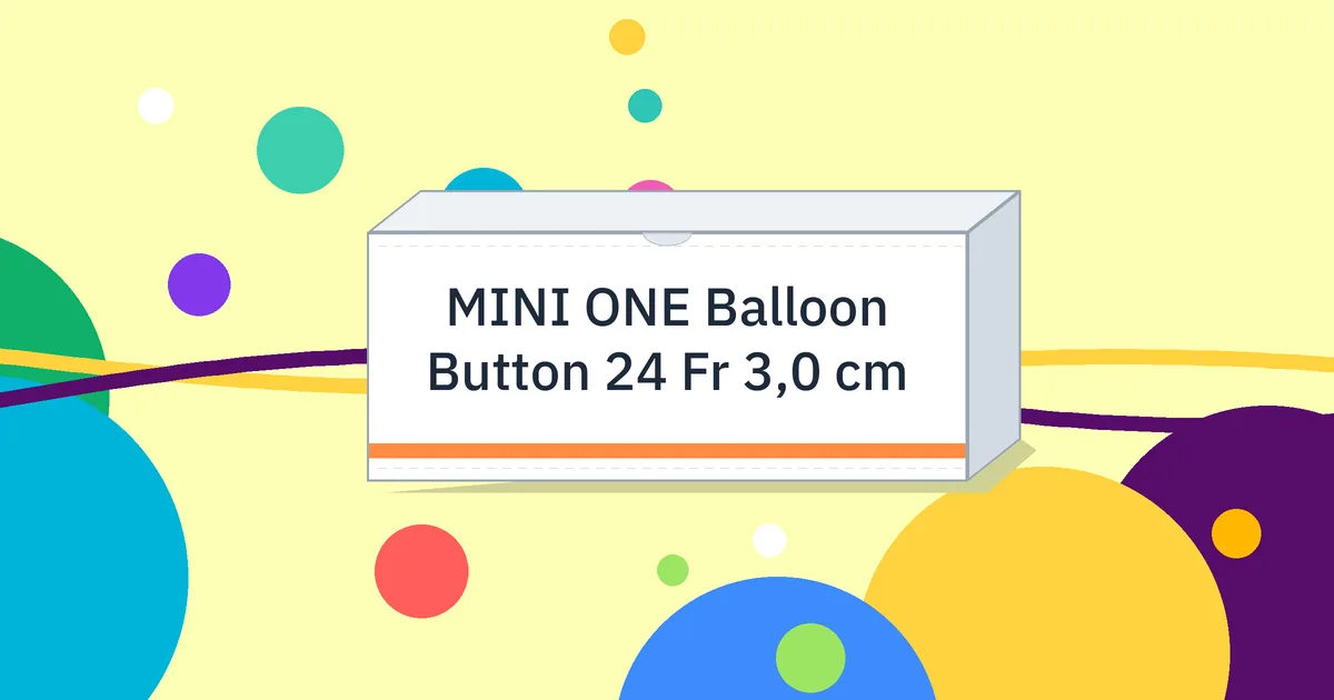 Symbolbild: Packung mit der Aufschrift MINI ONE Balloon Button 24 Fr 3,0 cm (PZN 14342566) – Verfügbarkeit und Bezug in Apotheken in Frankfurt am Main