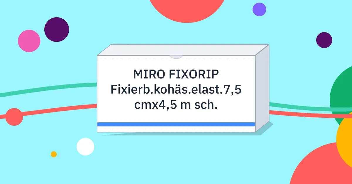 Symbolbild: Packung mit der Aufschrift MIRO FIXORIP Fixierb.kohäs.elast.7,5 cmx4,5 m sch. (PZN 16796107) – Verfügbarkeit und Bezug in Apotheken in Frankfurt am Main