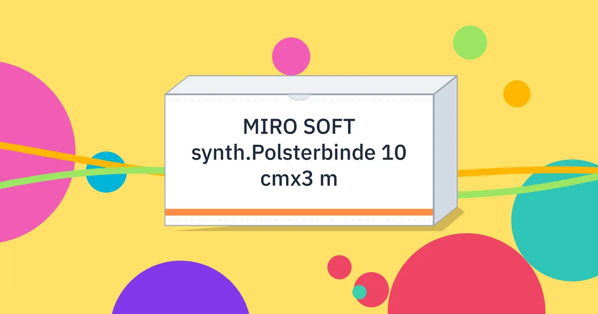 Symbolbild: Packung mit der Aufschrift MIRO SOFT synth.Polsterbinde 10 cmx3 m (PZN 19888442) – Verfügbarkeit und Bezug in Apotheken in Frankfurt am Main