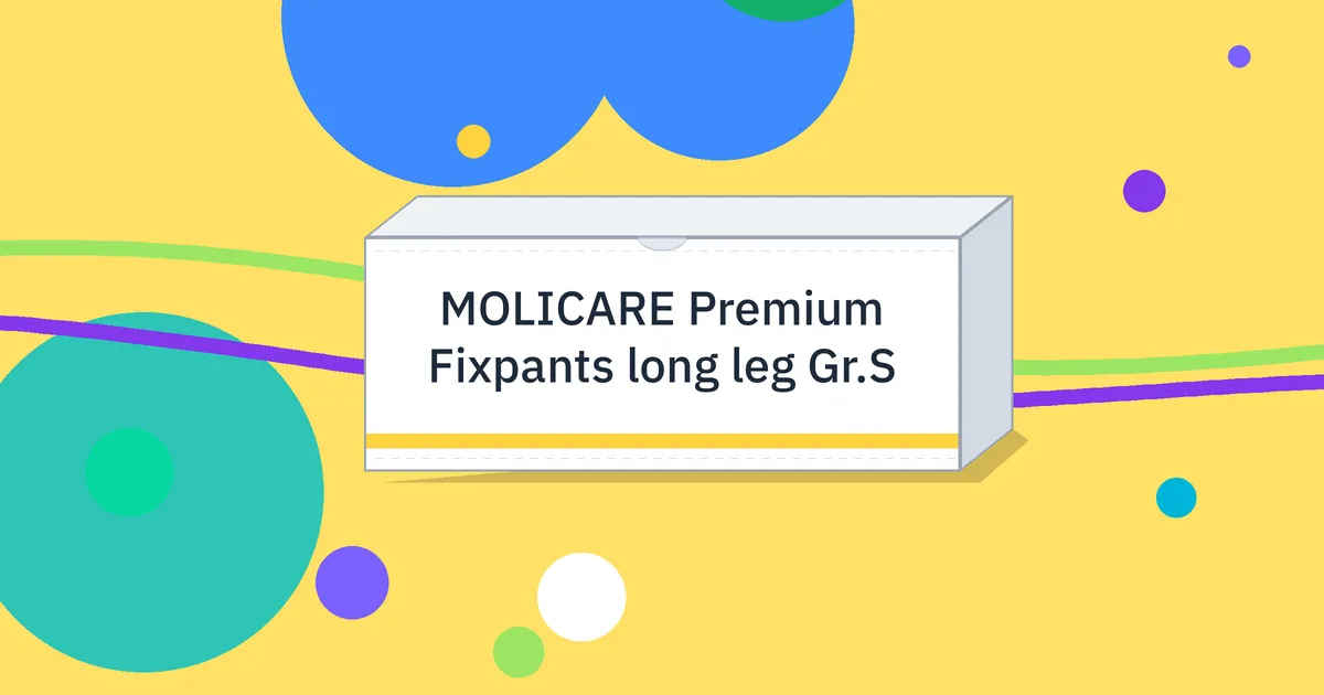 Symbolbild: Packung mit der Aufschrift MOLICARE Premium Fixpants long leg Gr.S (PZN 12543869) – Verfügbarkeit und Bezug in Apotheken in Frankfurt am Main