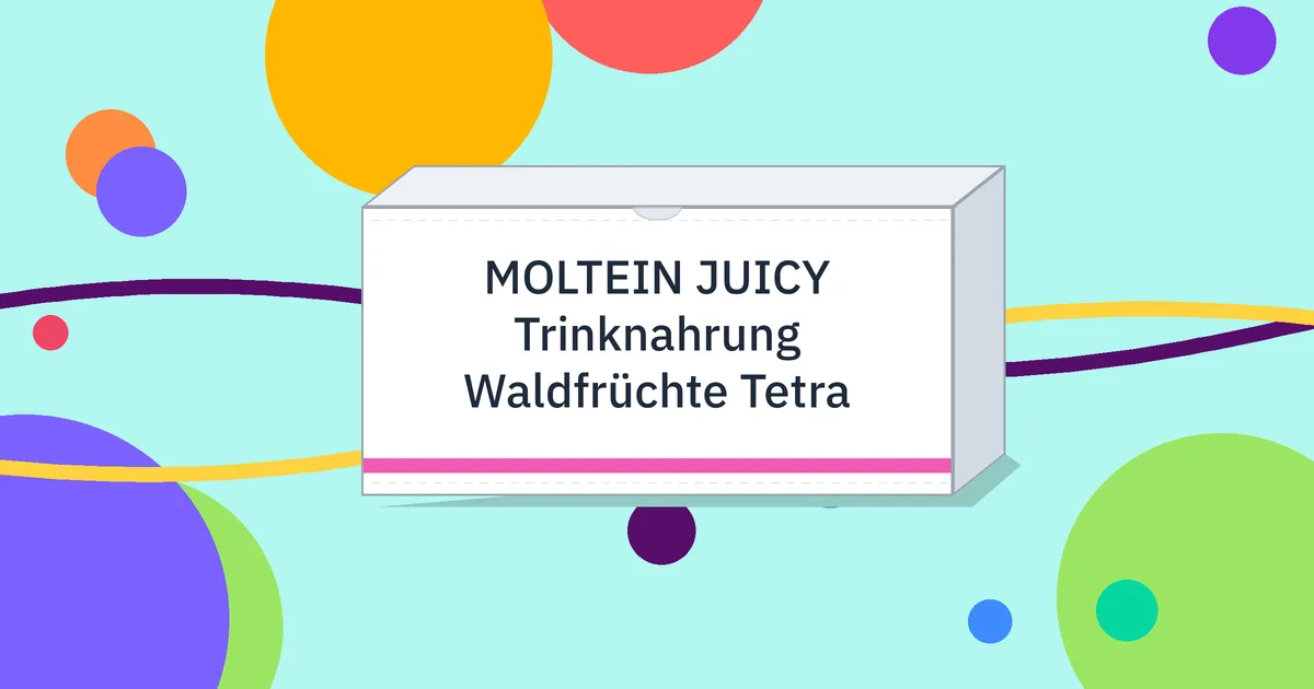 Symbolbild: Packung mit der Aufschrift MOLTEIN JUICY Trinknahrung Waldfrüchte Tetra (PZN 19557751) – Verfügbarkeit und Bezug in Apotheken in Frankfurt am Main