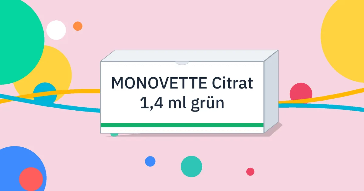 Symbolbild: Packung mit der Aufschrift MONOVETTE Citrat 1,4 ml grün (PZN 09690940) – Verfügbarkeit und Bezug in Apotheken in Frankfurt am Main