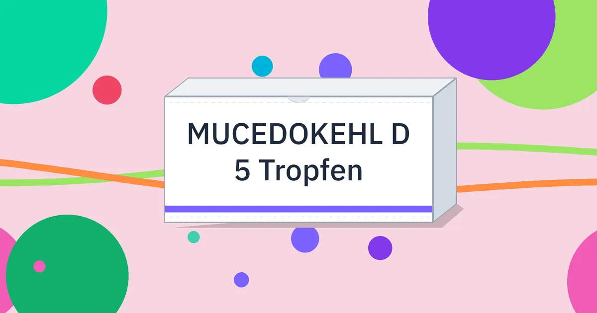 Symbolbild: Packung mit der Aufschrift MUCEDOKEHL D 5 Tropfen (PZN 03483795) – Verfügbarkeit und Bezug in Apotheken in Frankfurt am Main