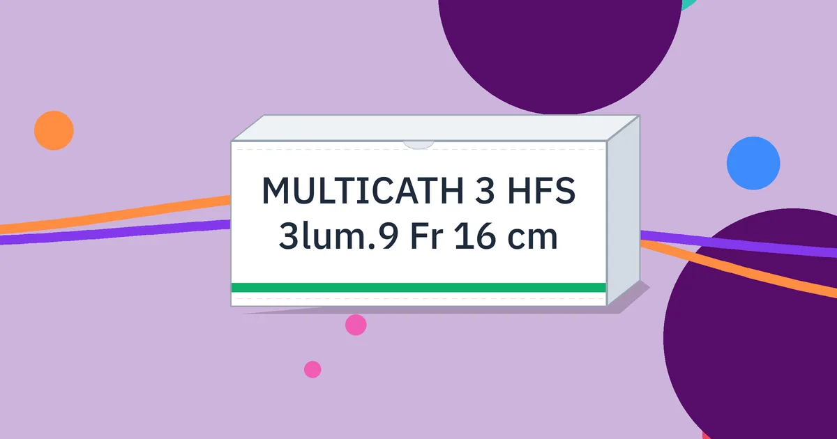 Symbolbild: Packung mit der Aufschrift MULTICATH 3 HFS 3lum.9 Fr 16 cm (PZN 14339162) – Verfügbarkeit und Bezug in Apotheken in Frankfurt am Main