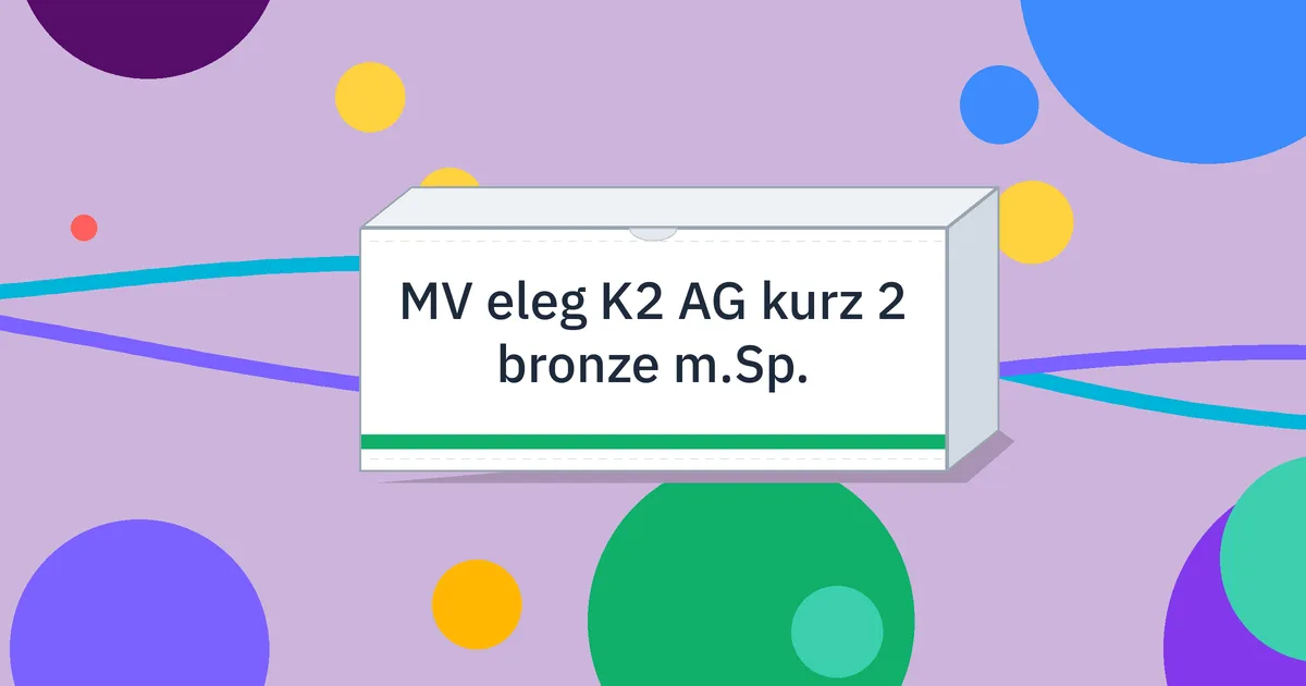 Symbolbild: Packung mit der Aufschrift MV eleg K2 AG kurz 2 bronze m.Sp. (PZN 14717285) – Verfügbarkeit und Bezug in Apotheken in Frankfurt am Main