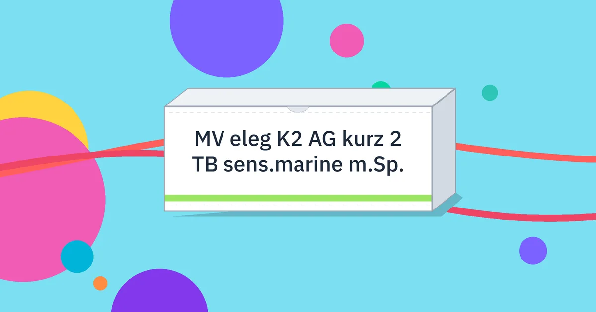 Symbolbild: Packung mit der Aufschrift MV eleg K2 AG kurz 2 TB sens.marine m.Sp. (PZN 14606479) – Verfügbarkeit und Bezug in Apotheken in Frankfurt am Main