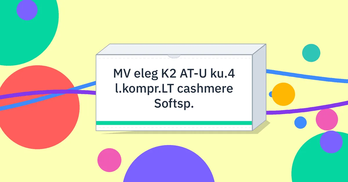Symbolbild: Packung mit der Aufschrift MV eleg K2 AT-U ku.4 l.kompr.LT cashmere Softsp. (PZN 14665335) – Verfügbarkeit und Bezug in Apotheken in Frankfurt am Main