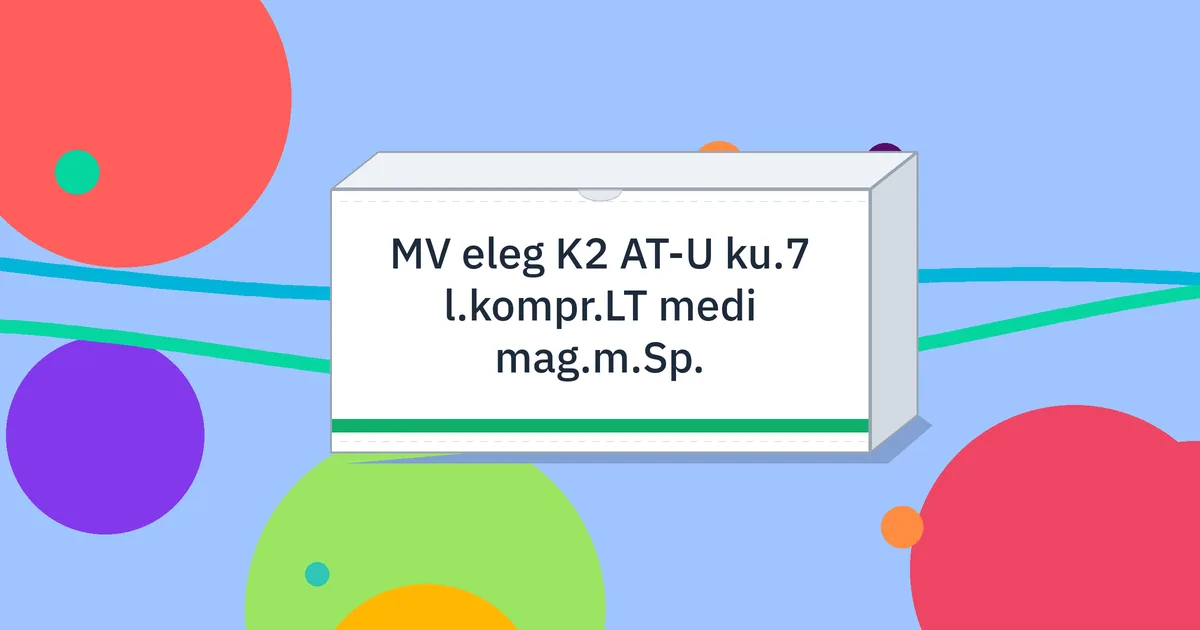 Symbolbild: Packung mit der Aufschrift MV eleg K2 AT-U ku.7 l.kompr.LT medi mag.m.Sp. (PZN 14627470) – Verfügbarkeit und Bezug in Apotheken in Frankfurt am Main