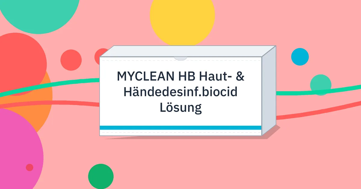 Symbolbild: Packung mit der Aufschrift MYCLEAN HB Haut- & Händedesinf.biocid Lösung (PZN 20631955) – Verfügbarkeit und Bezug in Apotheken in Frankfurt am Main