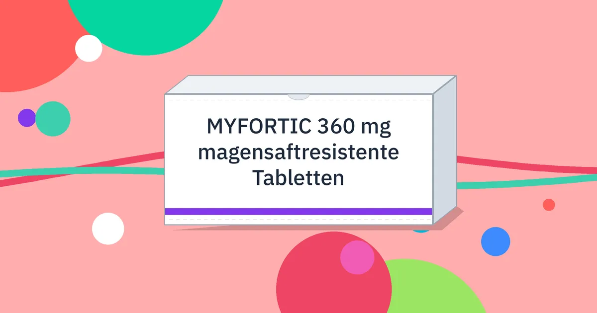 Symbolbild: Packung mit der Aufschrift MYFORTIC 360 mg magensaftresistente Tabletten (PZN 12500392) – Verfügbarkeit und Bezug in Apotheken in Frankfurt am Main