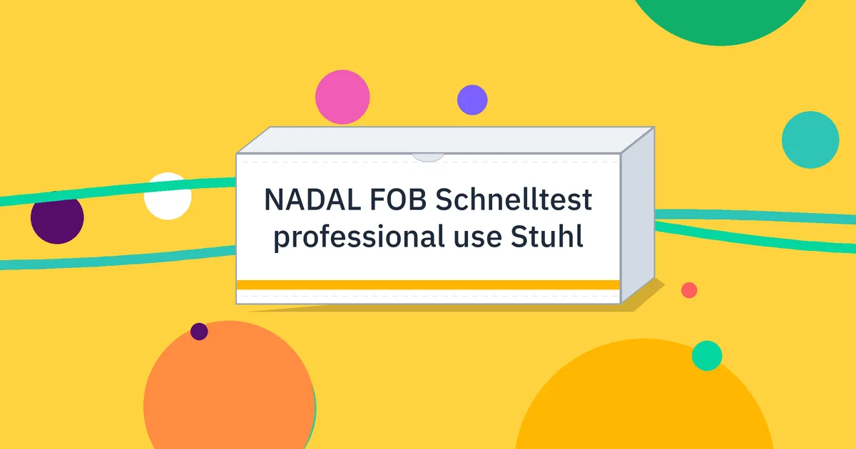 Symbolbild: Packung mit der Aufschrift NADAL FOB Schnelltest professional use Stuhl (PZN 19232687) – Verfügbarkeit und Bezug in Apotheken in Frankfurt am Main