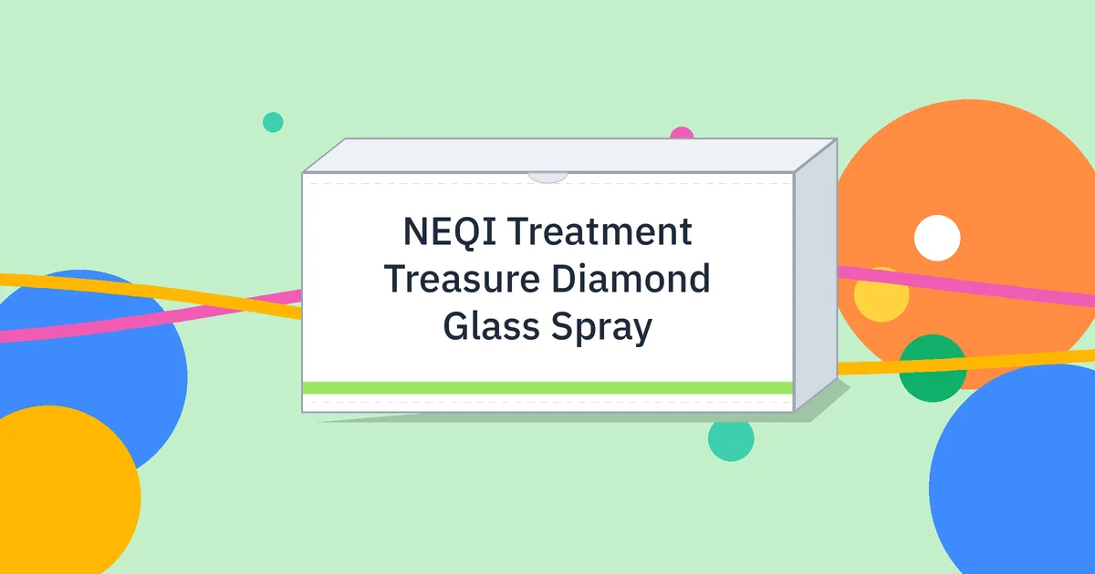 Symbolbild: Packung mit der Aufschrift NEQI Treatment Treasure Diamond Glass Spray (PZN 20159240) – Verfügbarkeit und Bezug in Apotheken in Frankfurt am Main