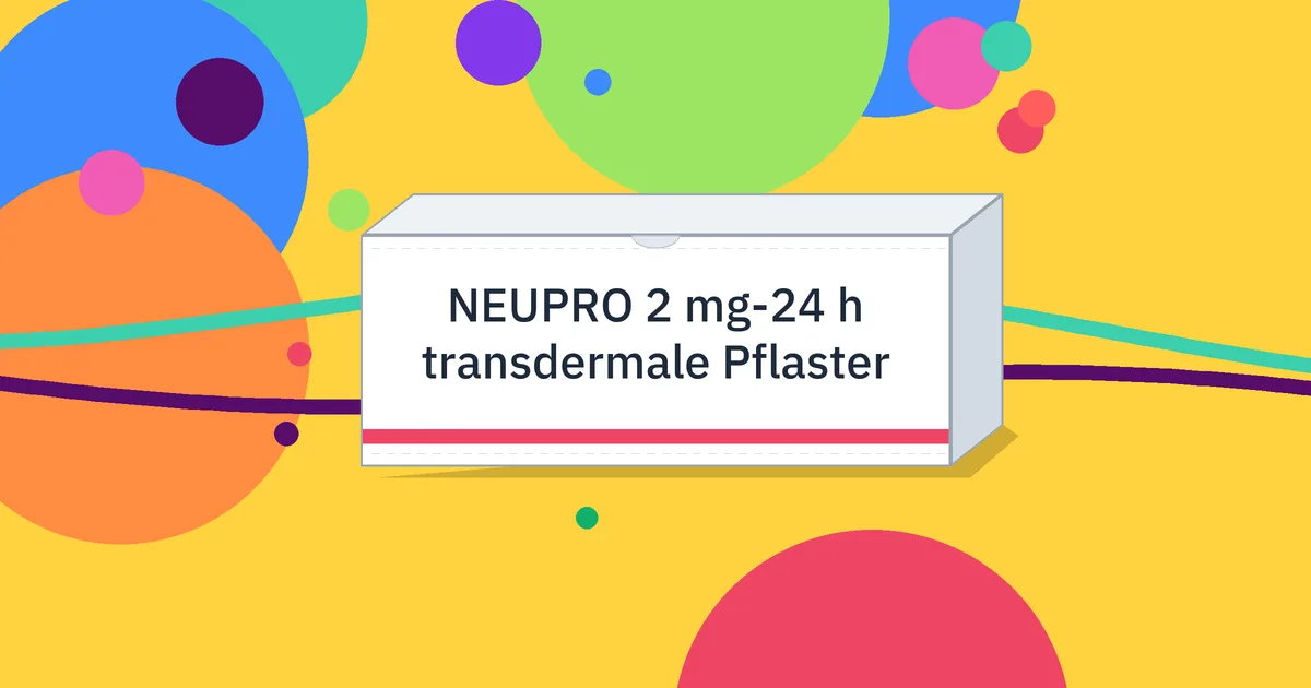 Symbolbild: Packung mit der Aufschrift NEUPRO 2 mg-24 h transdermale Pflaster (PZN 09925461) – Verfügbarkeit und Bezug in Apotheken in Frankfurt am Main