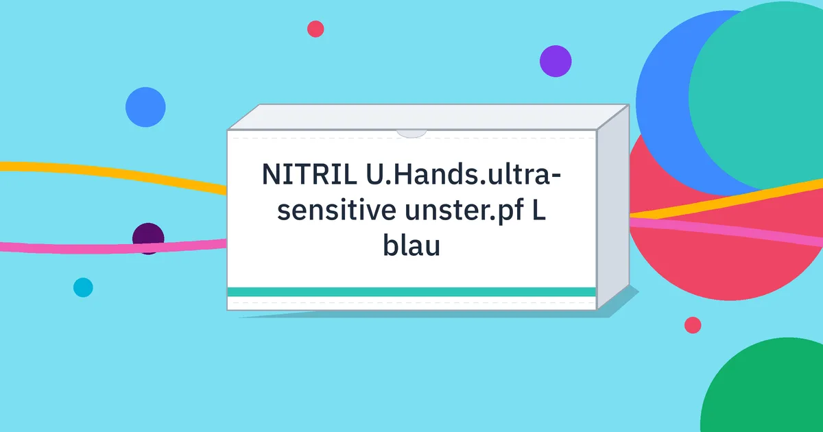 Symbolbild: Packung mit der Aufschrift NITRIL U.Hands.ultra-sensitive unster.pf L blau (PZN 13973980) – Verfügbarkeit und Bezug in Apotheken in Frankfurt am Main